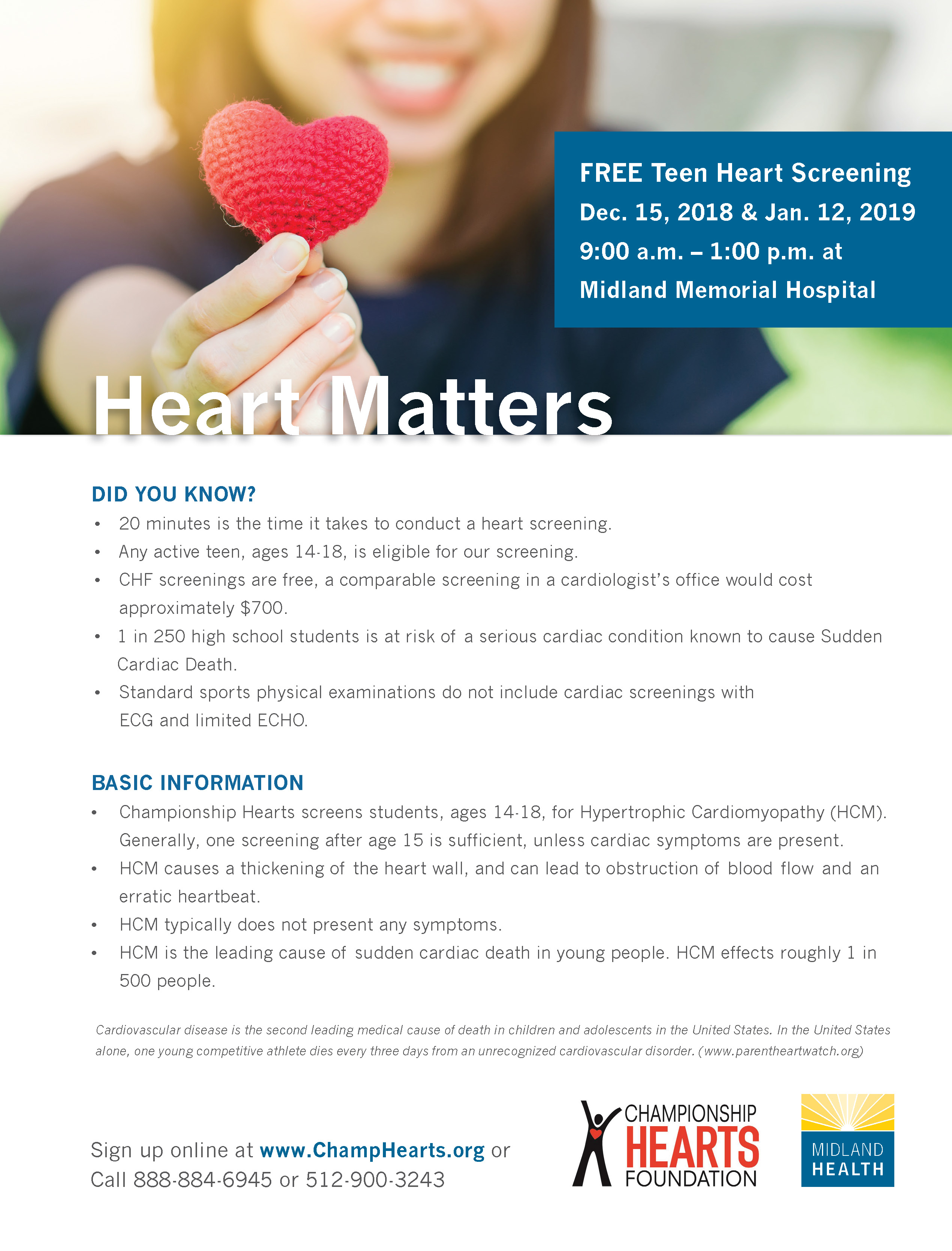 MMH Providing Free Heart Screenings for Teens | News | Midland Health